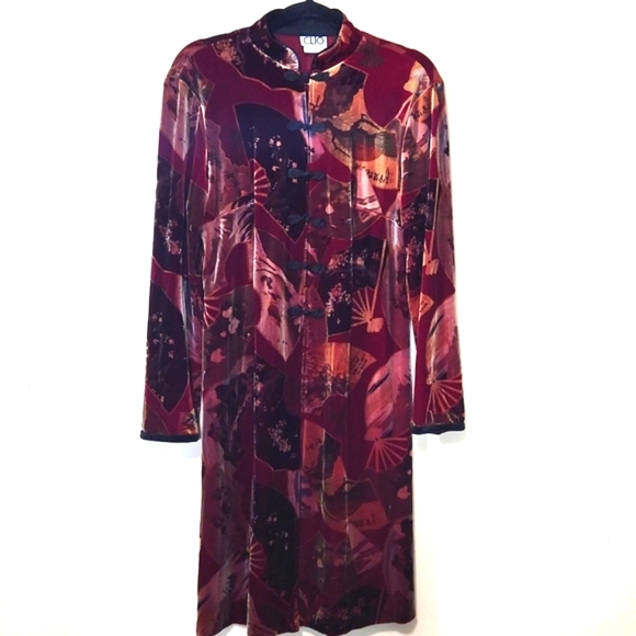 Clio | Dresses | Vintage 8s Clio Beautiful Velvet Mandarin Duster Dress ...